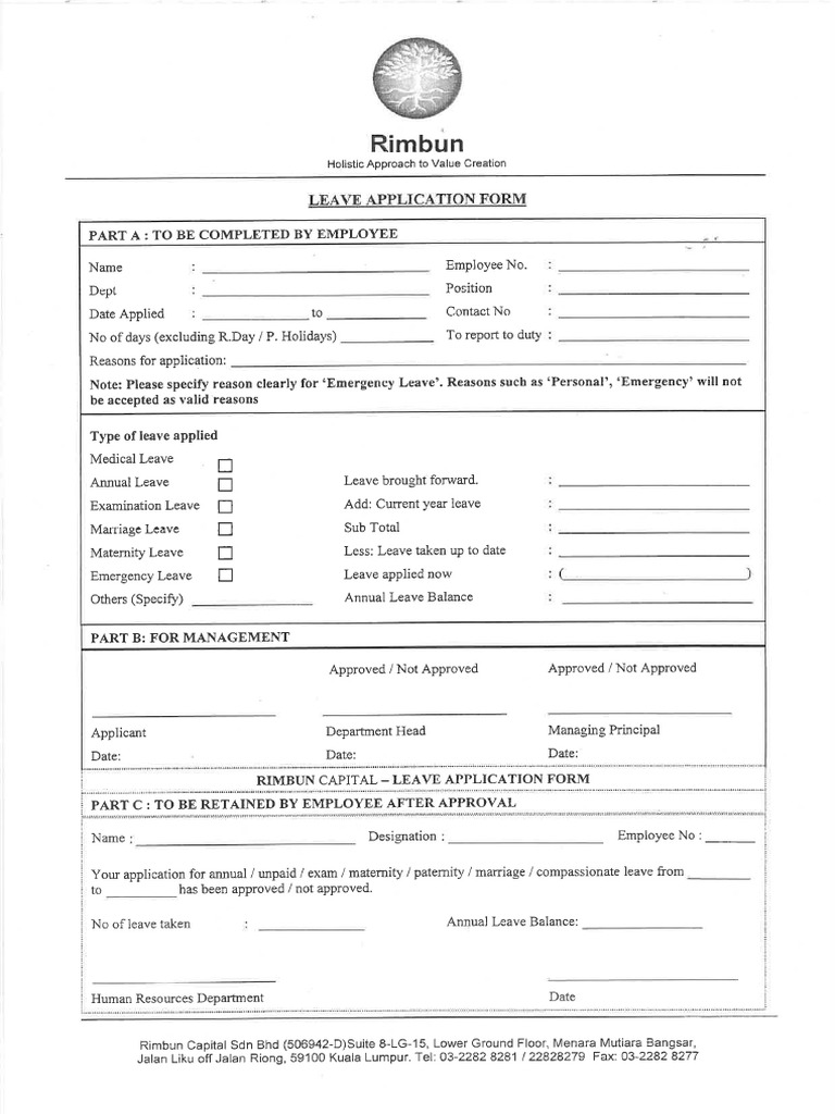 Leave Application Form | PDF