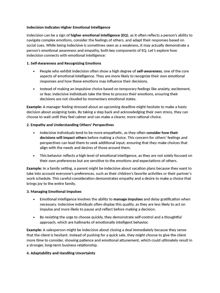 Indecision 6 | PDF | Emotional Intelligence | Empathy