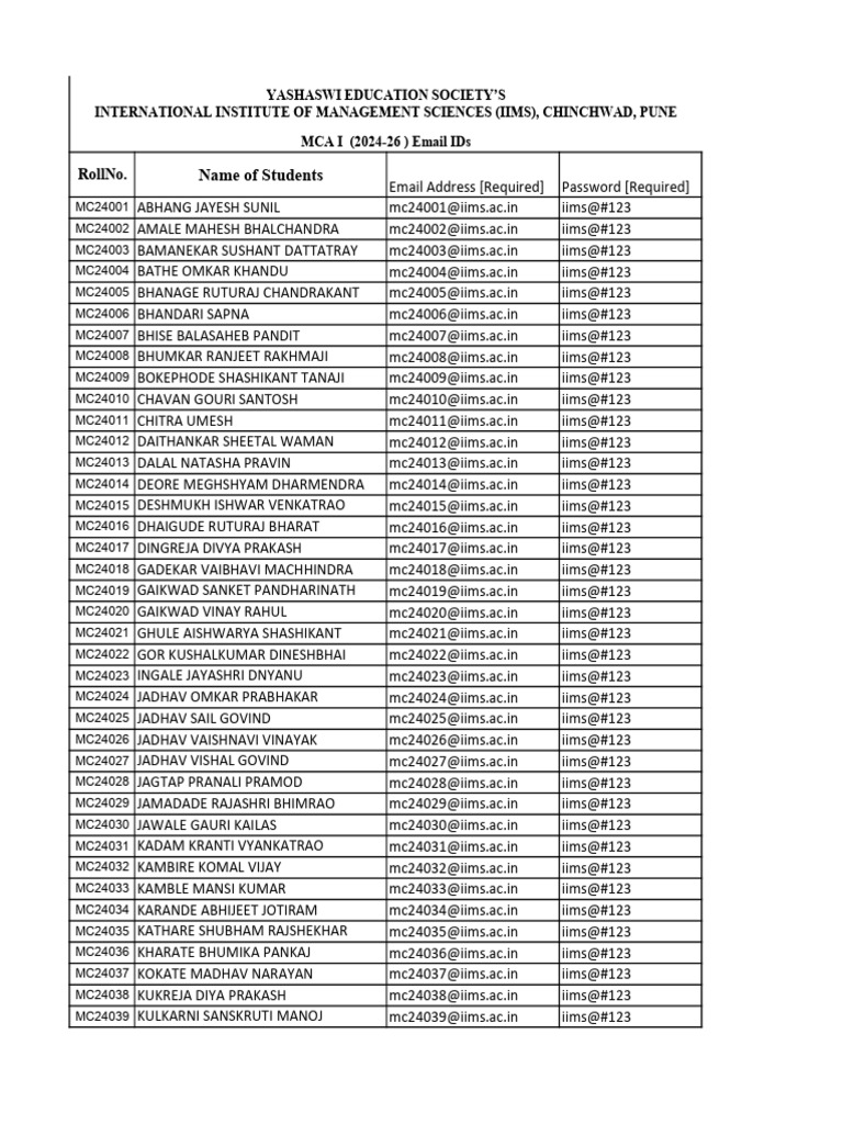 MCA 26 Email Ids | PDF