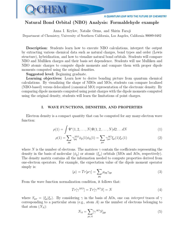 Lab4-NBO | PDF | Chemical Bond | Molecular Orbital