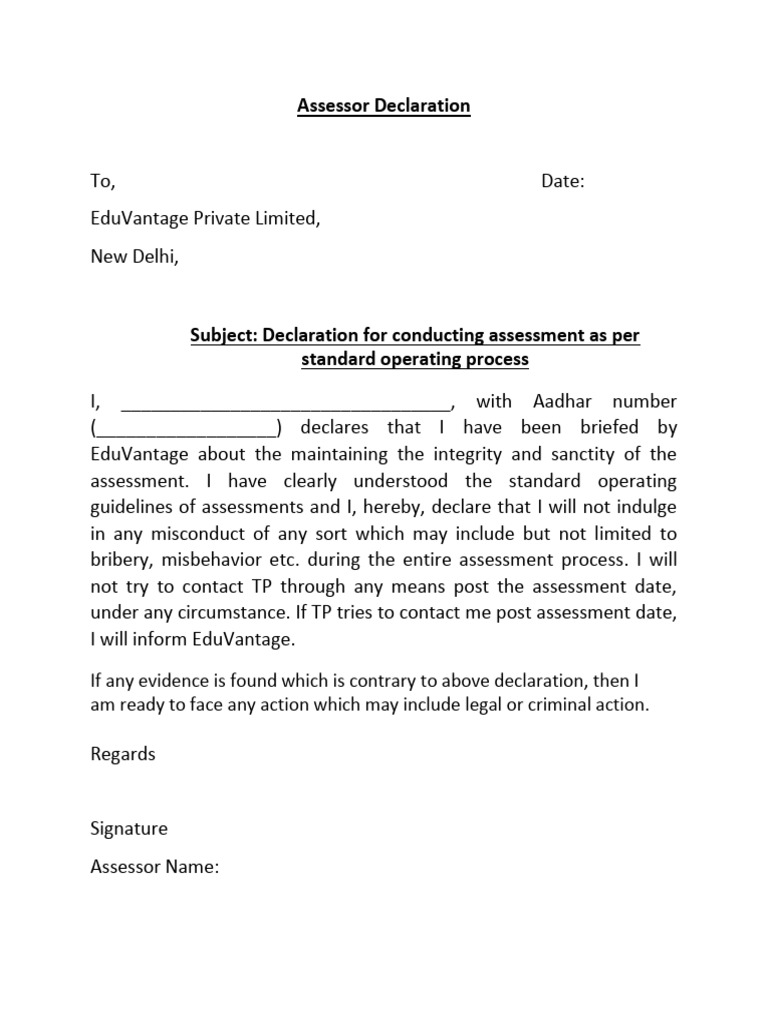 Assessor Declaration From - VER2 | PDF | Career & Growth