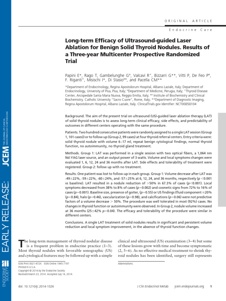 Papini Long-Term Multicente Study 2014 | PDF | Thyroid | Analysis Of ...