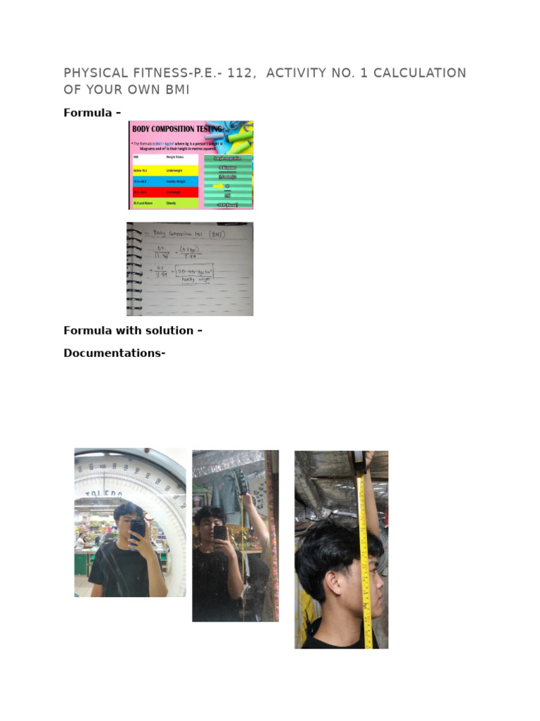 Calculation of Bmi | PDF | Finance & Money Management