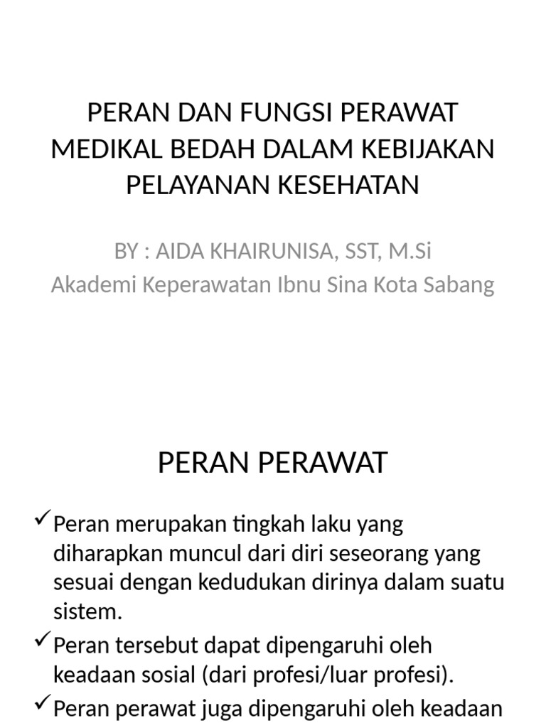 Peran Dan Fungsi Perawat | PDF