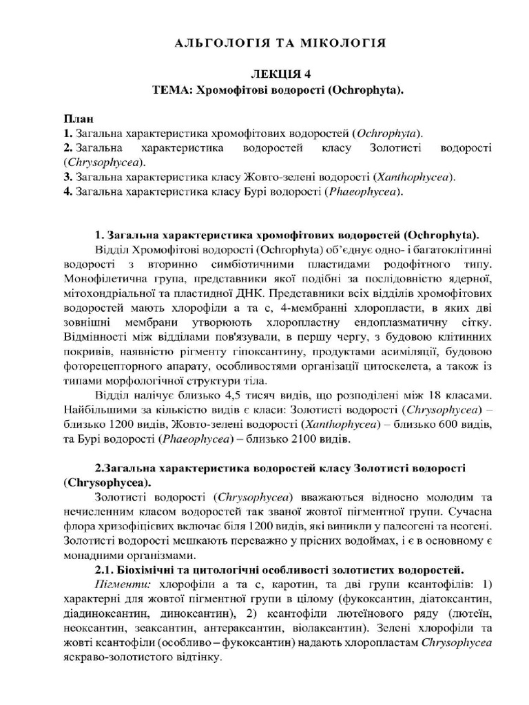 АМ Л4 Ochrophyta | PDF