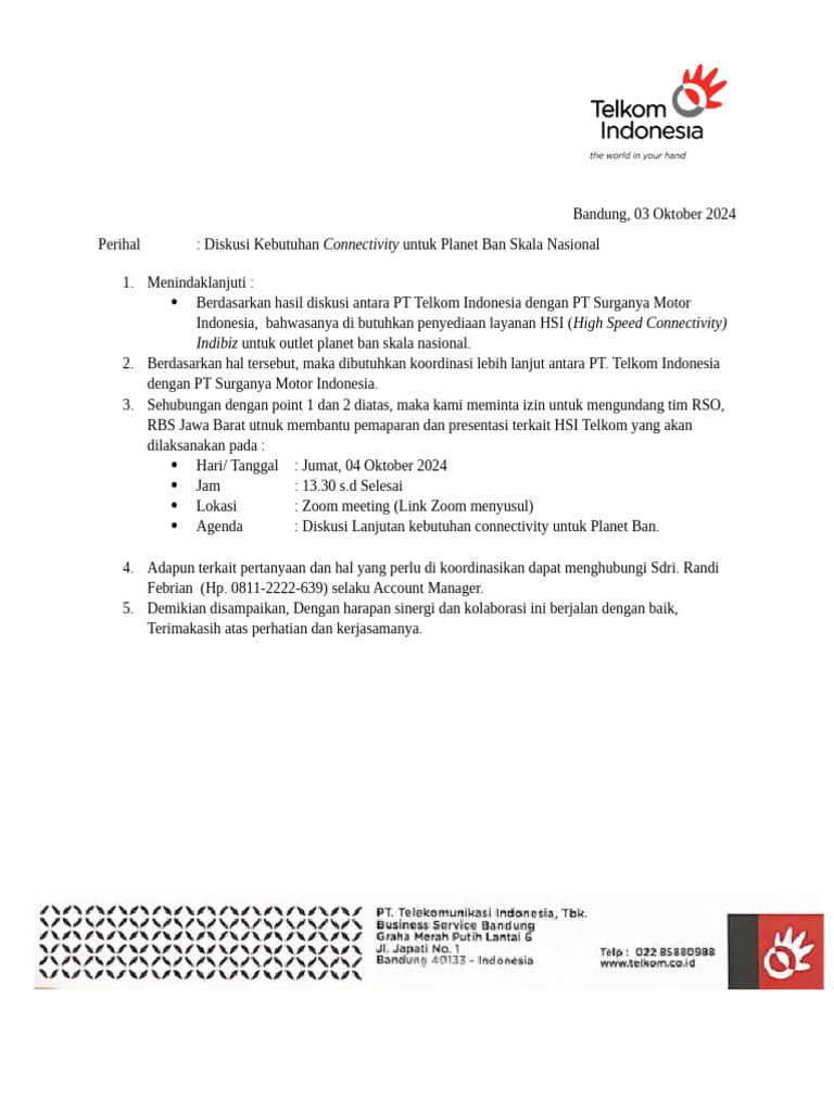 Surat Undangan Diskusi Hsi Nasional Planet Ban | PDF | Komputer