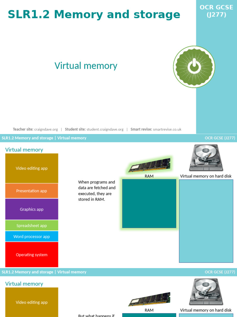 OCR GCSE (J277) 1.2 Virtual Memory | PDF | Computer Data Storage | Random Access Memory