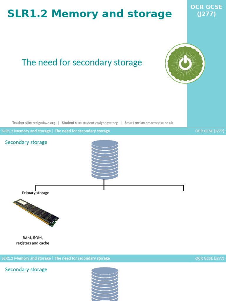 Ocr Gcse J277 1 2 The Need For Secondary Storage Pdf Computer Data Storage Random Access