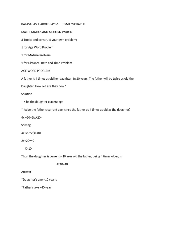 How To Solve Is World Problem Ang Mixture Problem and Distance Rate Ang ...