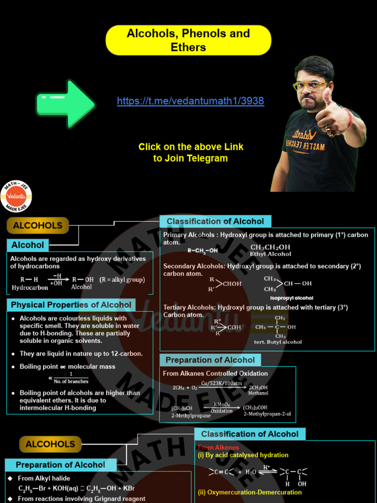 Alcohol, Phenol and Ethers | PDF | Ether | Alkene