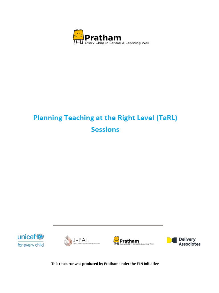 TaRL Session Planning Guide | PDF | Literacy | Learning