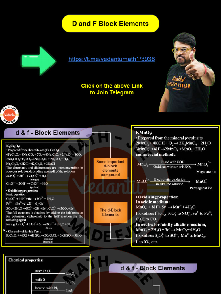D & F Block elements | PDF | Chemical Substances | Materials