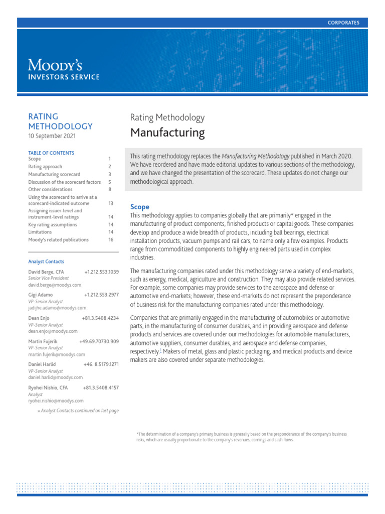 Manufacturing Rating Methodology Guide | PDF | Leverage (Finance) | Risk