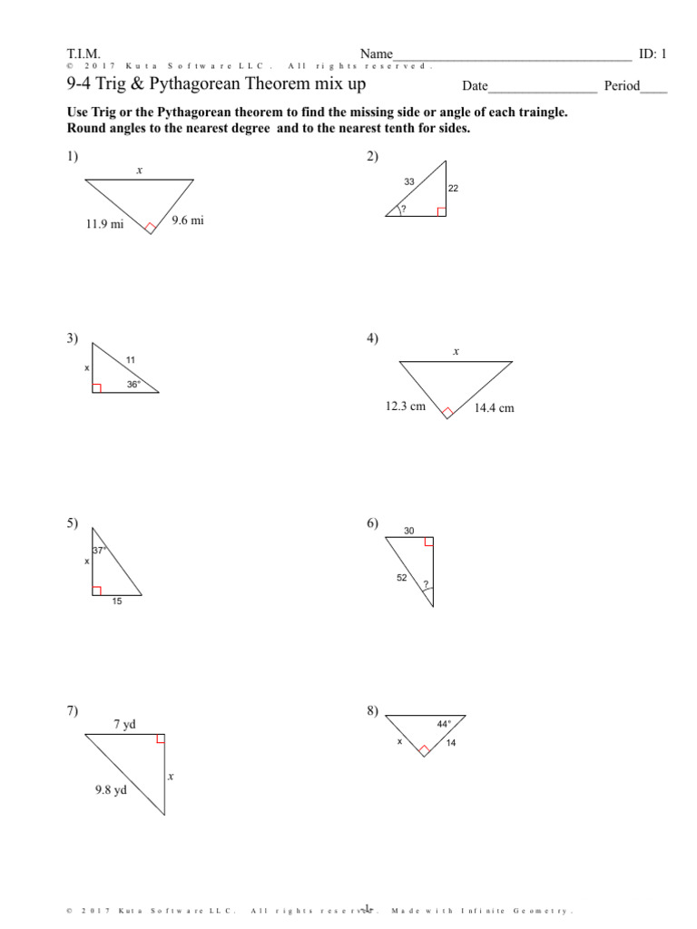 Trig and Pythagorean Theorem | PDF | Trigonometry | Triangle