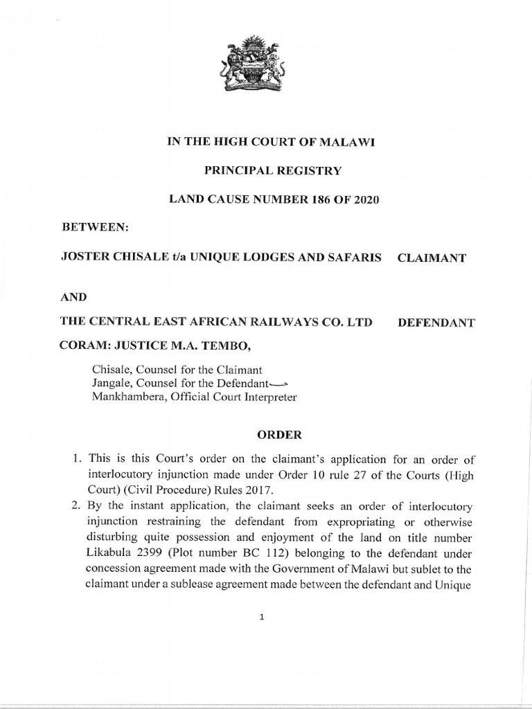 Joster Chisale V CEAR Order | PDF