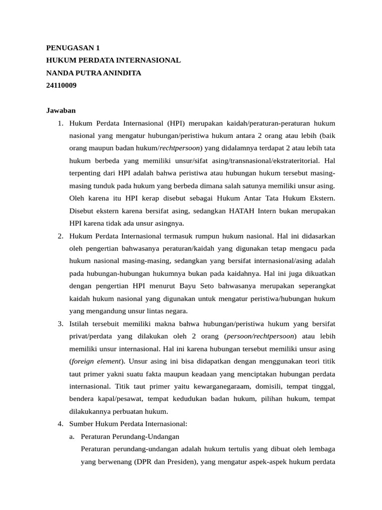 Tugas 1 - Nanda Putra Anindita - HPI | PDF