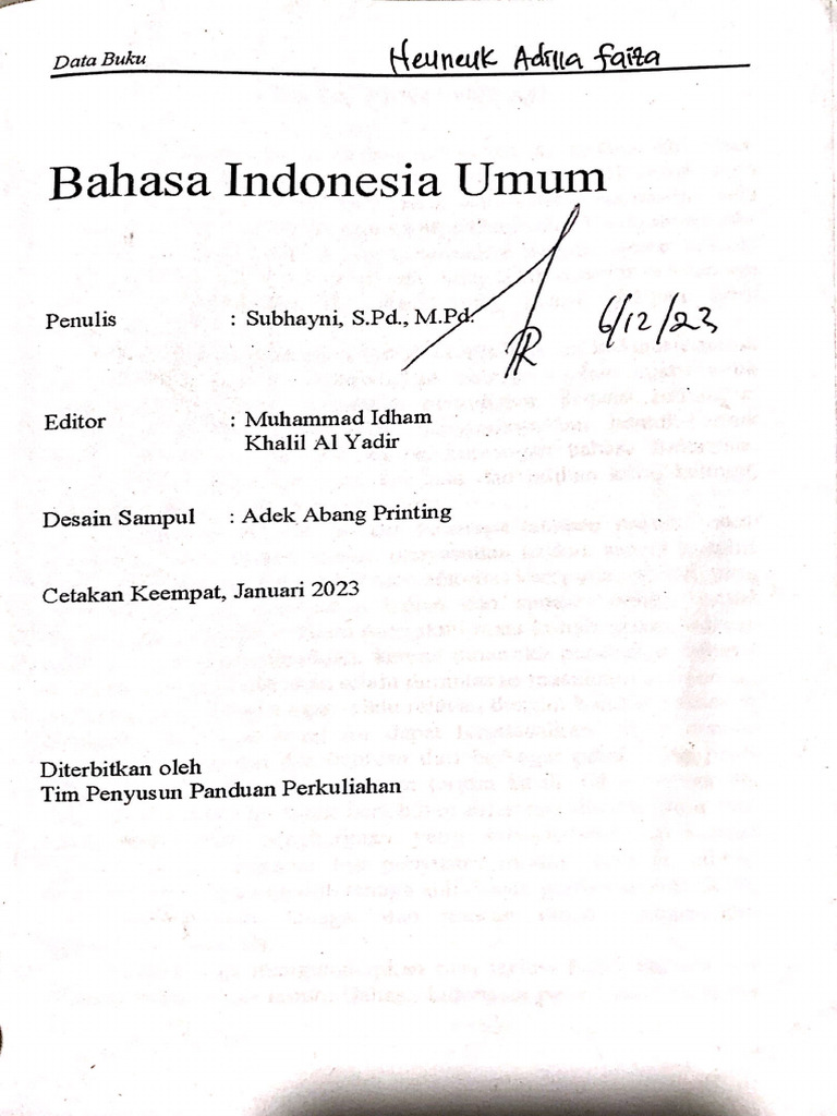 Bahasa Indonesia. Neuneuk Adilla Faiza | PDF