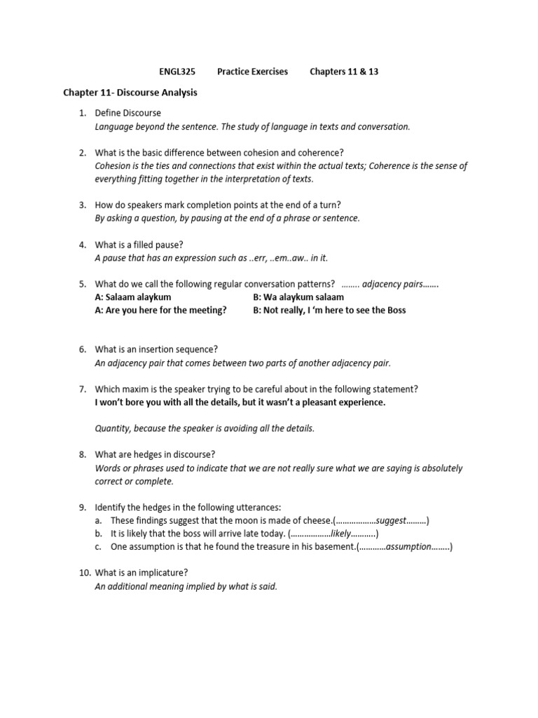 ENGL325 - Practice Exercises DA - L1A - AK | PDF | Linguistics | Human ...