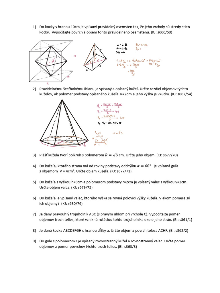 Objemy A Povrchy Telies | PDF