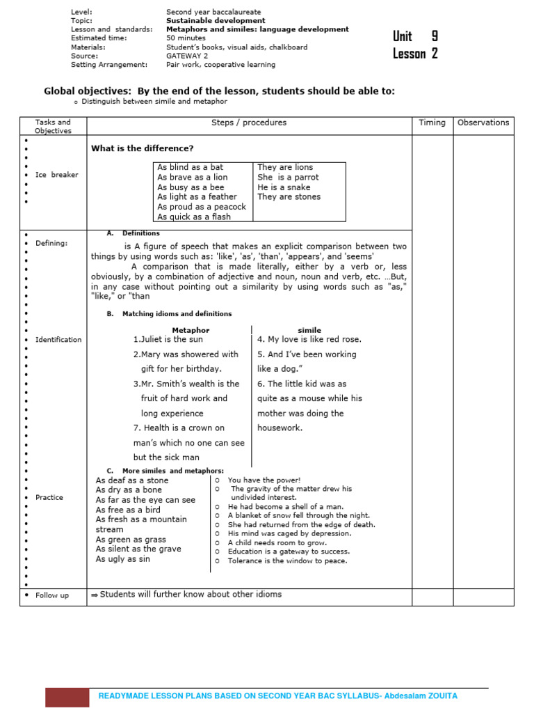 02 Metaphors and Similes | PDF | Metaphor | Noun
