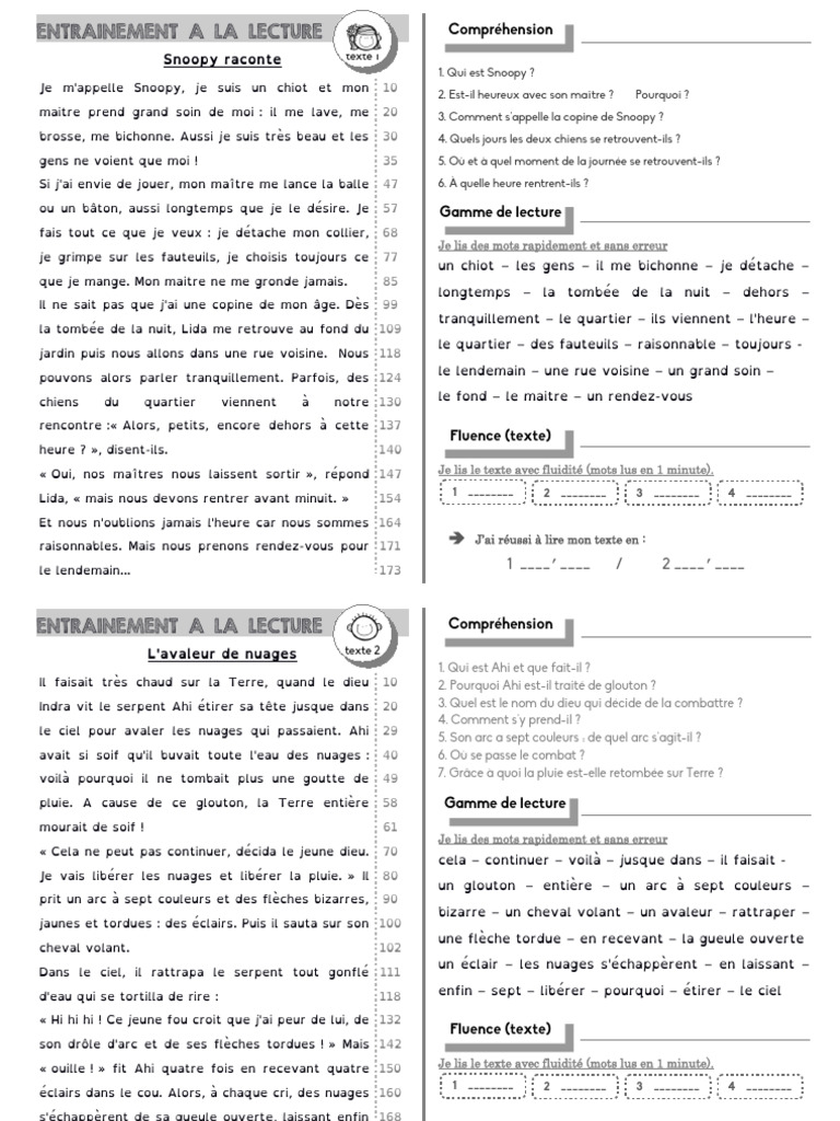 Textes de fluence pour CM1 | PDF