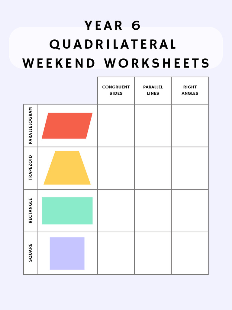 Grade 6 Quadrilateral Symmetry Worksheet | PDF | Rectangle | Polytopes