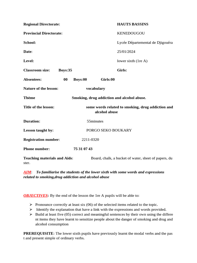 Vocabulary Lesson on Substance Abuse | PDF | Substance Abuse | Smoking