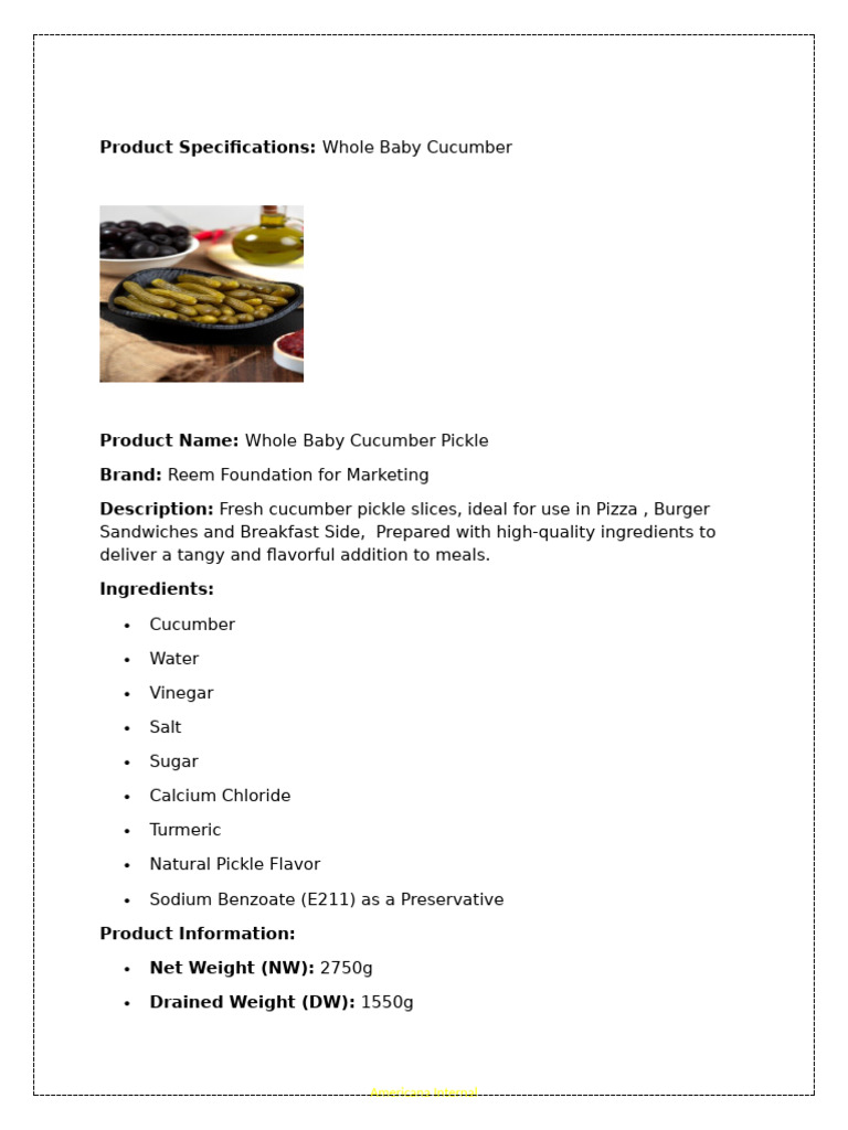 Hamburger Pickles Slices | PDF