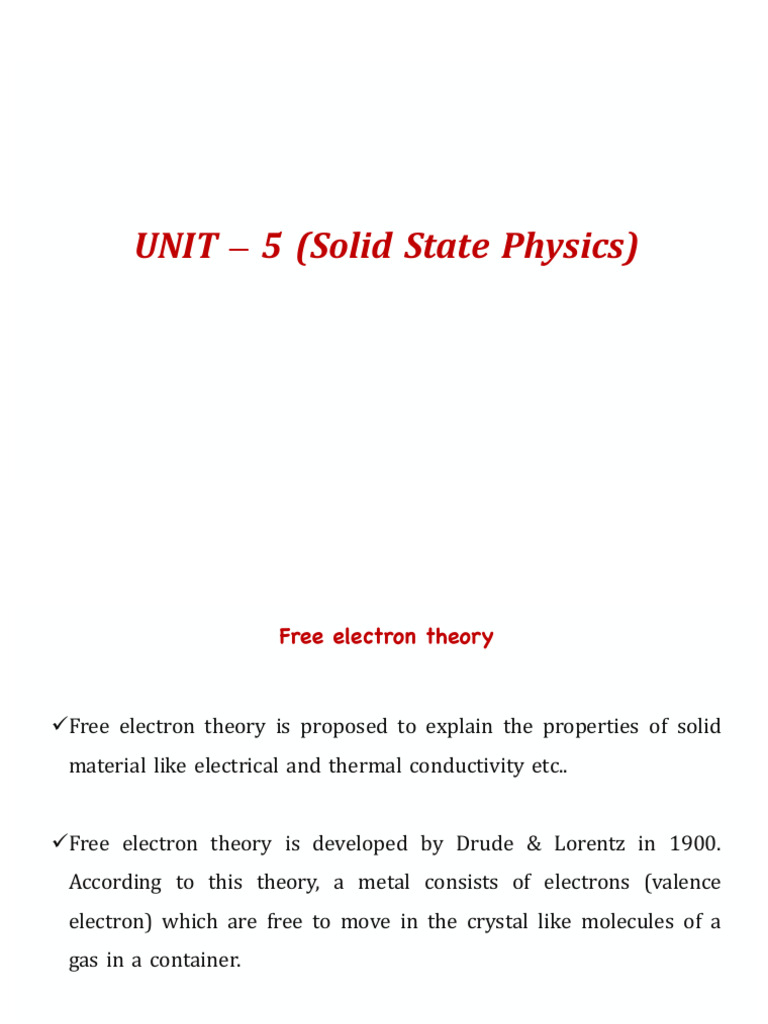 Physics Engineering 1st Year Notes Solid State Physics Part 2 | PDF ...