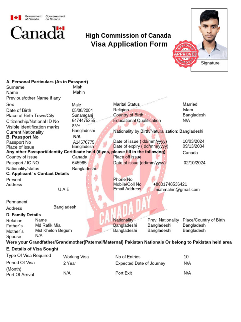 Canada Visa Application Form PDF | PDF | Travel Visa | Passport