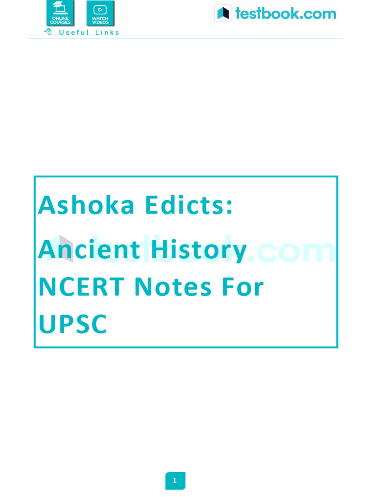 Ashoka Edicts Ancient History Ncert Notes 9eb6fa4c | PDF | Ashoka ...