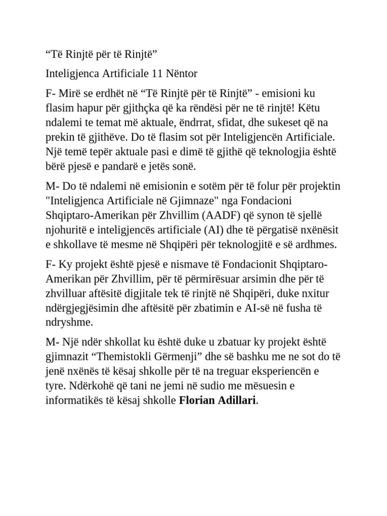 Inteligjenca Artificiale 11 Nëntor | PDF