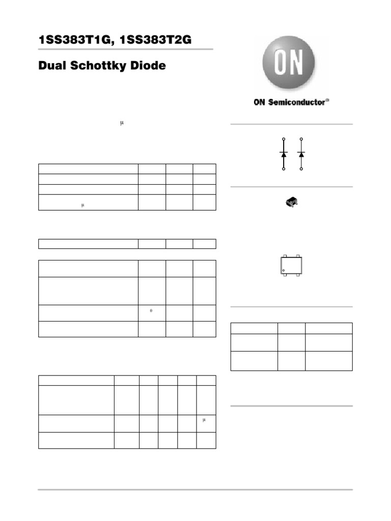 1SS383T1G, 1SS383T2G Dual Schottky Diode: Dual 40 V, 300 Ma Low V ...