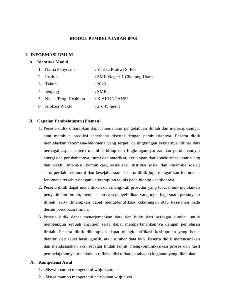 Modul Ajar PPL Yurika | PDF