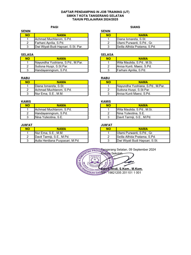 Jadwal Pendampingan - Ijt | PDF