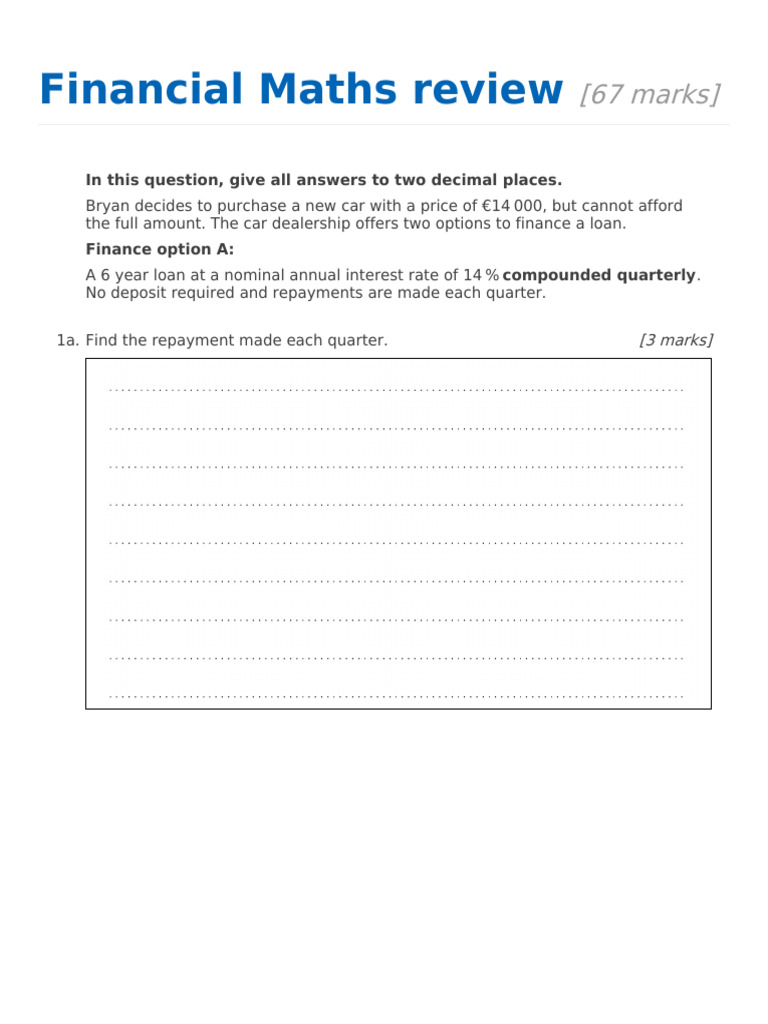 Financial Math Loan and Investment Analysis | PDF | Interest | Mortgages