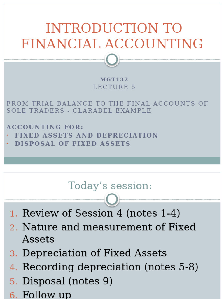 Lecture 5 Depreciation and Disposal of Fixed Assets-125 | PDF ...