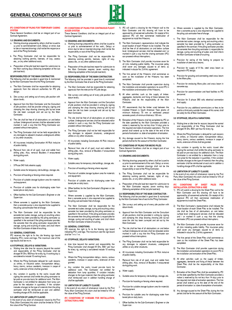 general condition | PDF | Deep Foundation | Concrete