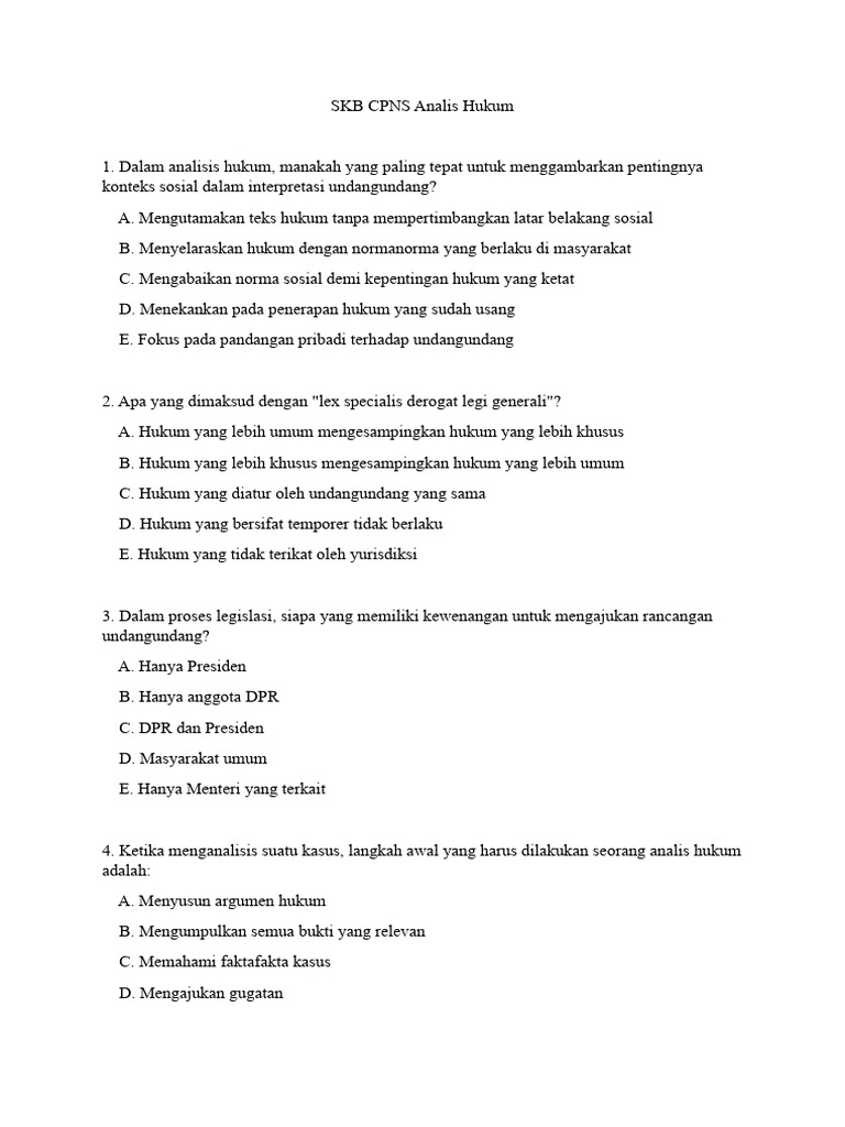 SKB CPNS Analis Hukum | PDF | Politik | Ilmu Sosial