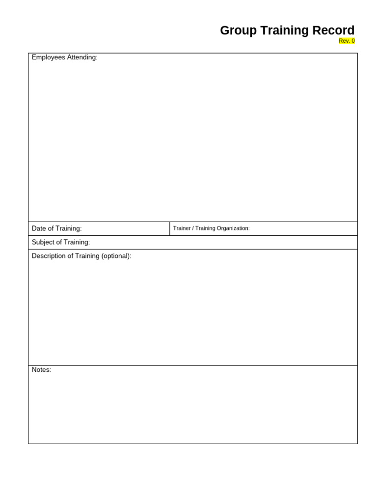 Form - Group Training Record | PDF | Career & Growth