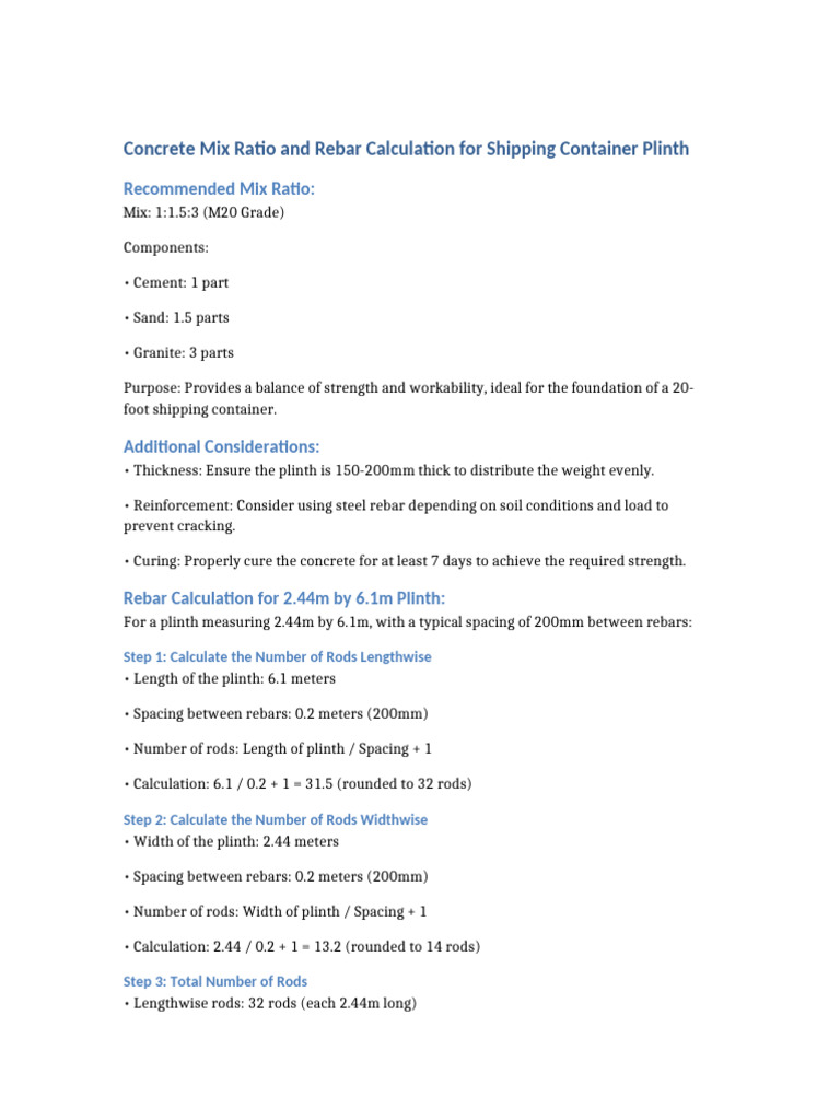 Concrete Mix and Full Rebar Calculation | PDF | Technology & Engineering