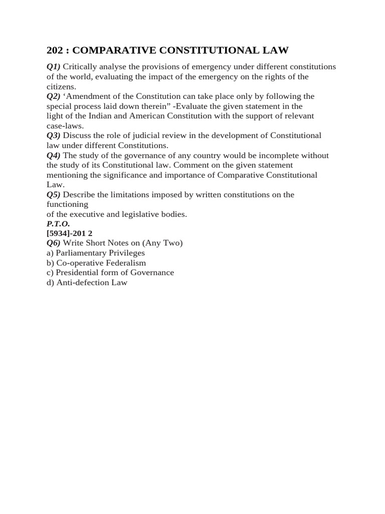 202 Comparative Constitutional Law | PDF