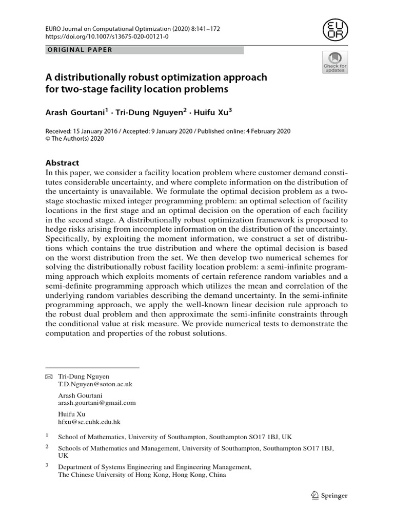 A Distributionally Robust Optimization Approach For Two Stage Facility