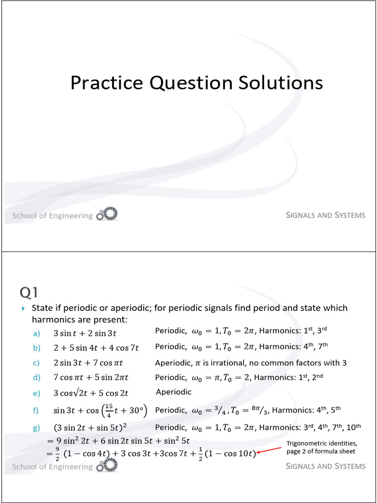 6 Practice Solution | PDF | Fourier Series | Fourier Transform 6 Practice Solution | PDF | Fourier Series | Fourier Transform