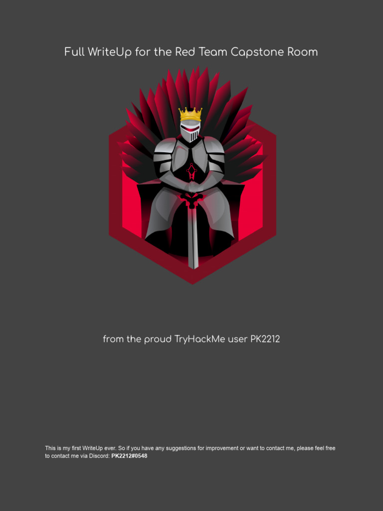 Red Team Capstone Room Write-Up | PDF | Active Directory | Password