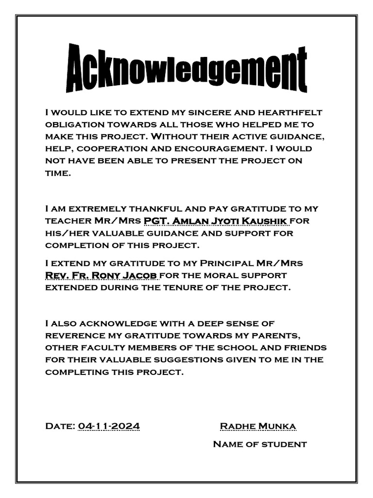Acknowledgement Munka Bio | PDF | Career & Growth | Wellness