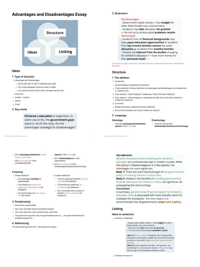Advantages and Disadvantages Essay | PDF | Essays | Tuition Payments