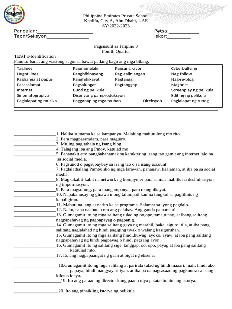 Fourth Quarter Grade 8 | PDF