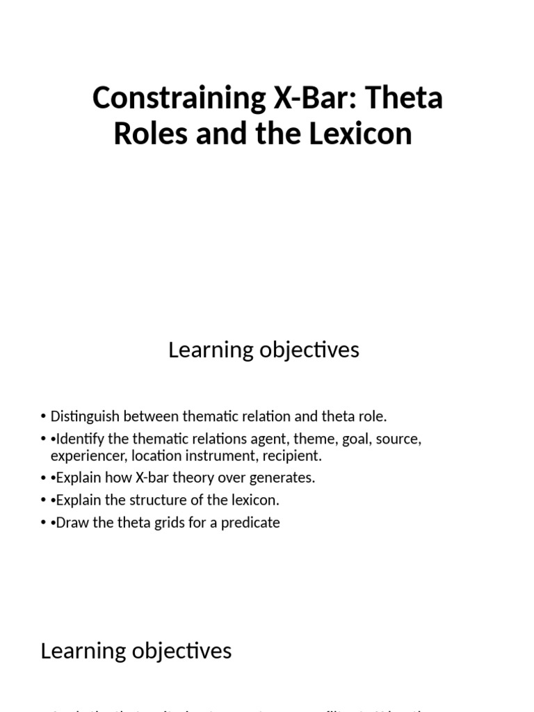 Presentation Chapter 7 Theta Roles | PDF | Lexical Semantics | Subject (Grammar)