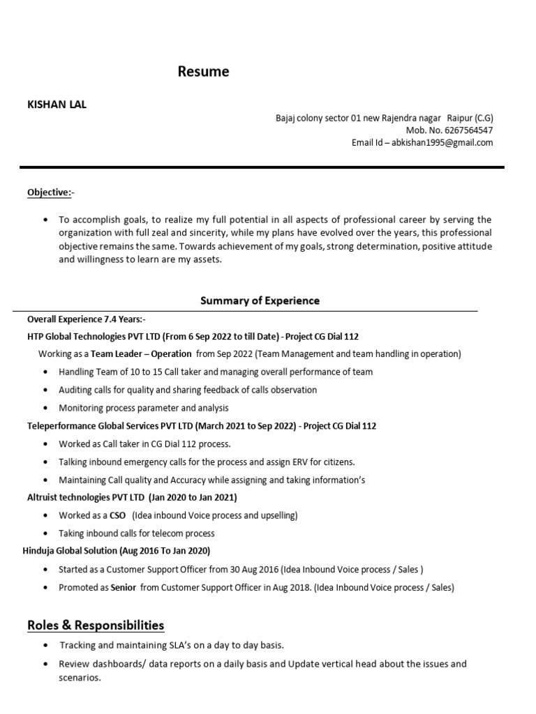 Kishan Lal New CV | PDF | Business